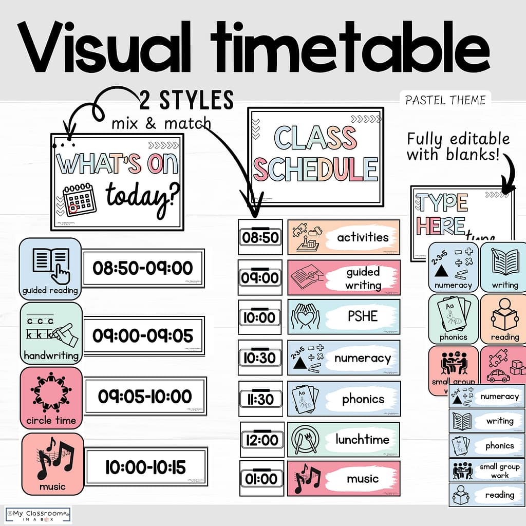 Visual Timetable Pastel Theme – The Cassia Box
