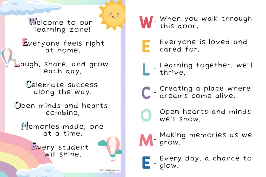 Classroom Welcome Sign Freebie -10 Super Cute Classroom Welcome Posters ...