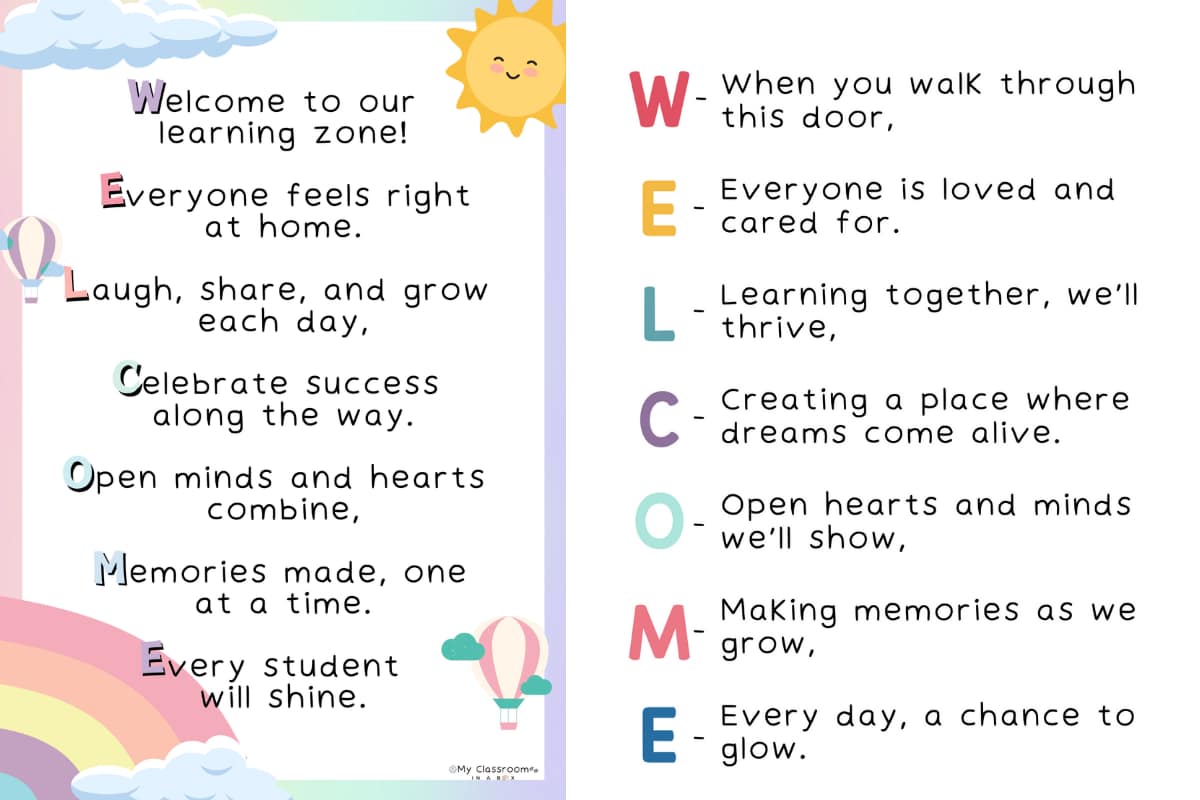 Classroom Welcome Sign Freebie -10 Super Cute Classroom Welcome Posters ...