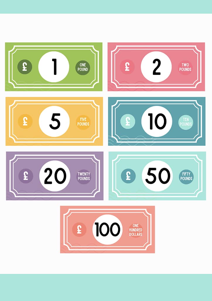 Play Money FREE Printable - Dollars, Pounds and Euros - The Cassia Box