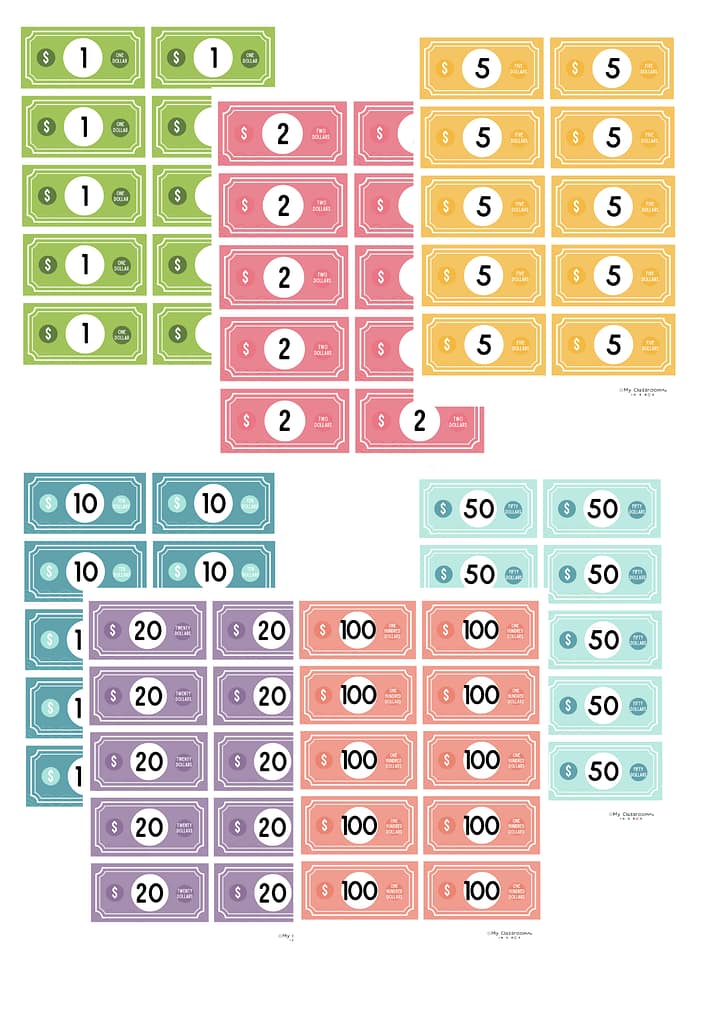 Play Money FREE Printable - Dollars, Pounds and Euros - The Cassia Box