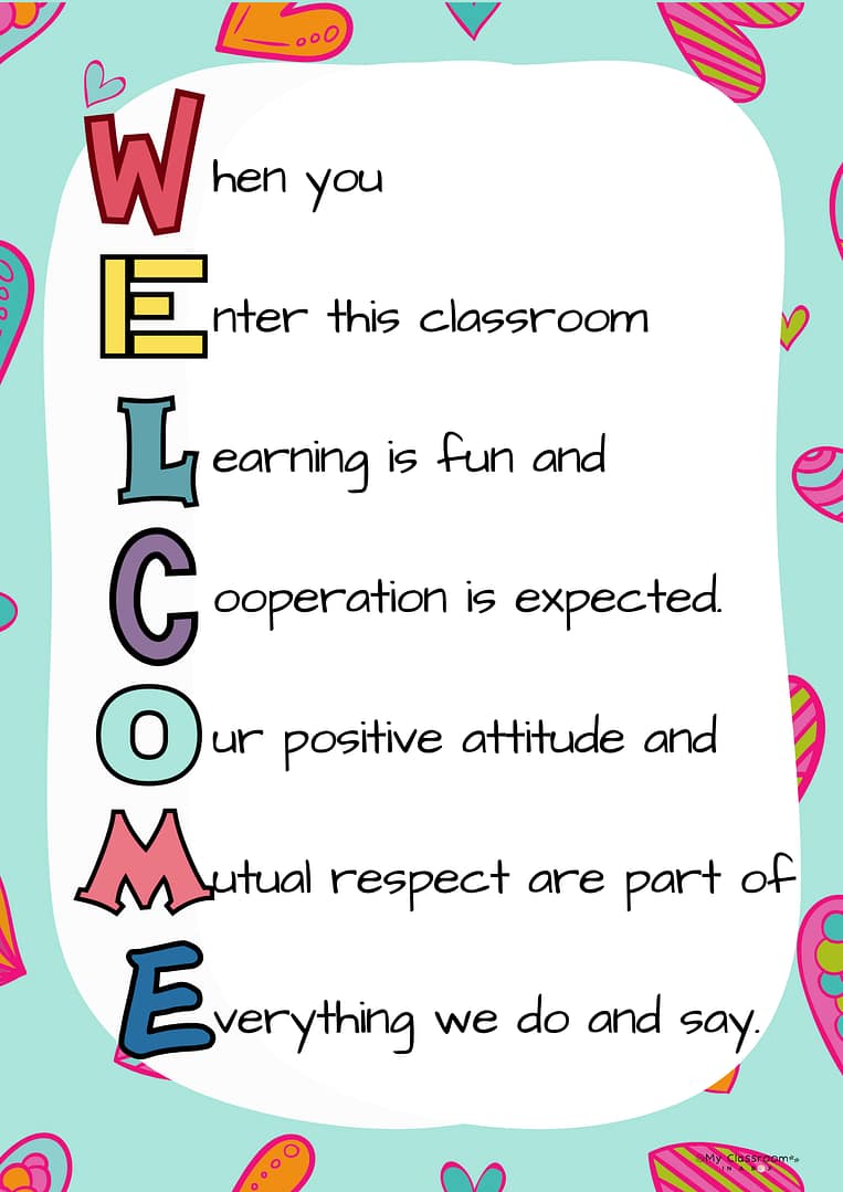 Classroom Welcome Sign Freebie -10 Super Cute Classroom Welcome Posters ...